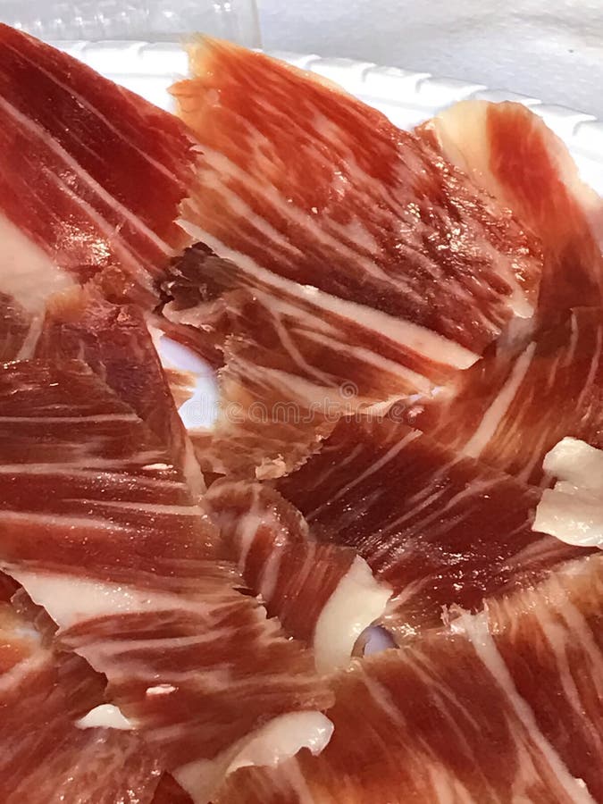 Iberian ham. Close view stock photo. Image of food, spanish - 351386420