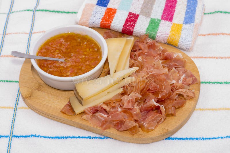 Iberian ham table. stock photo. Image of bread, tumaca - 59882178