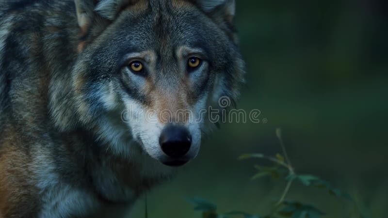 Iberian Wolf Staring at Camera in the Woods Stock Video - Video of ...