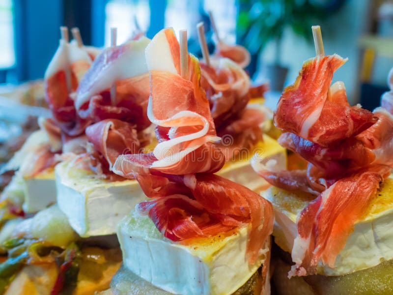 Iberic ham and cheese tapa stock photo. Image of iberian - 108333832