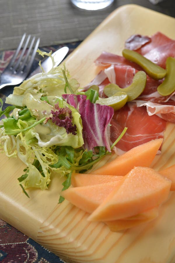 Iberico Ham honey melon stock image. Image of spicy, sauce - 70532263