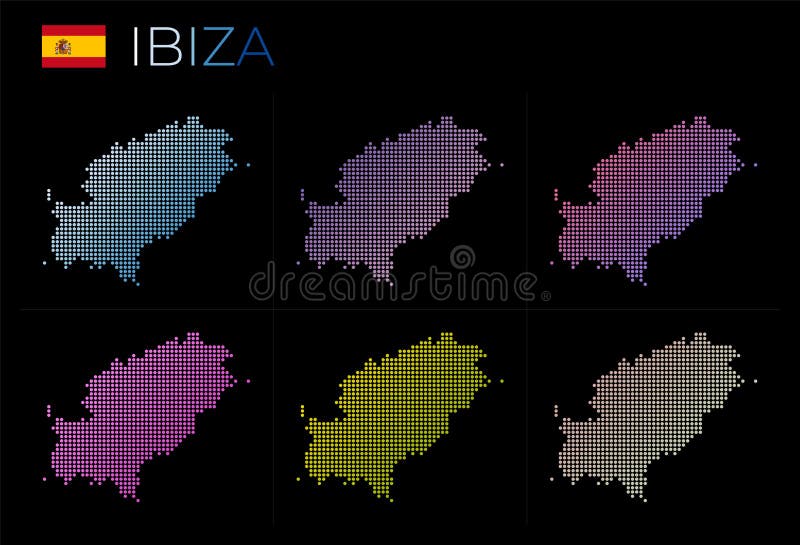 Ibiza dotted map set. stock vector. Illustration of modern - 229464327