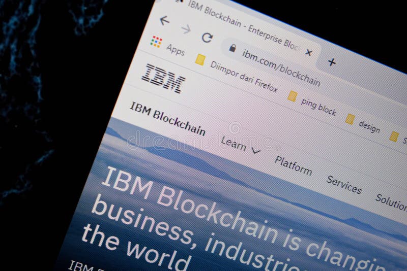 IBM Blockchain World Wire Website Home Page on Computer Screen. Bekasi ...