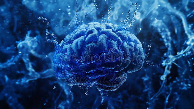 Blue Brain Circuit Logo Vector. Tech AI Neural Network Icon Stock ...