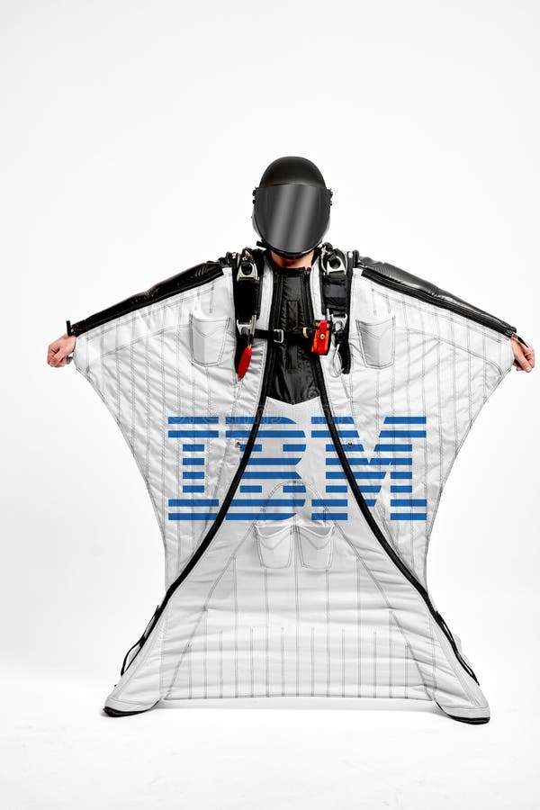 IBM. Men in Wing Suit Equipment.Demonstration of Popular Brands ...