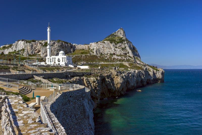 Ibrahim-al-Ibrahim Mosque, Gibraltar Stock Photo - Image of minaret ...