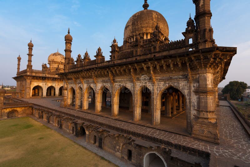 Ibrahim Roza Rauza Mausoleam Rear Angled Stock Photo - Image of travel ...