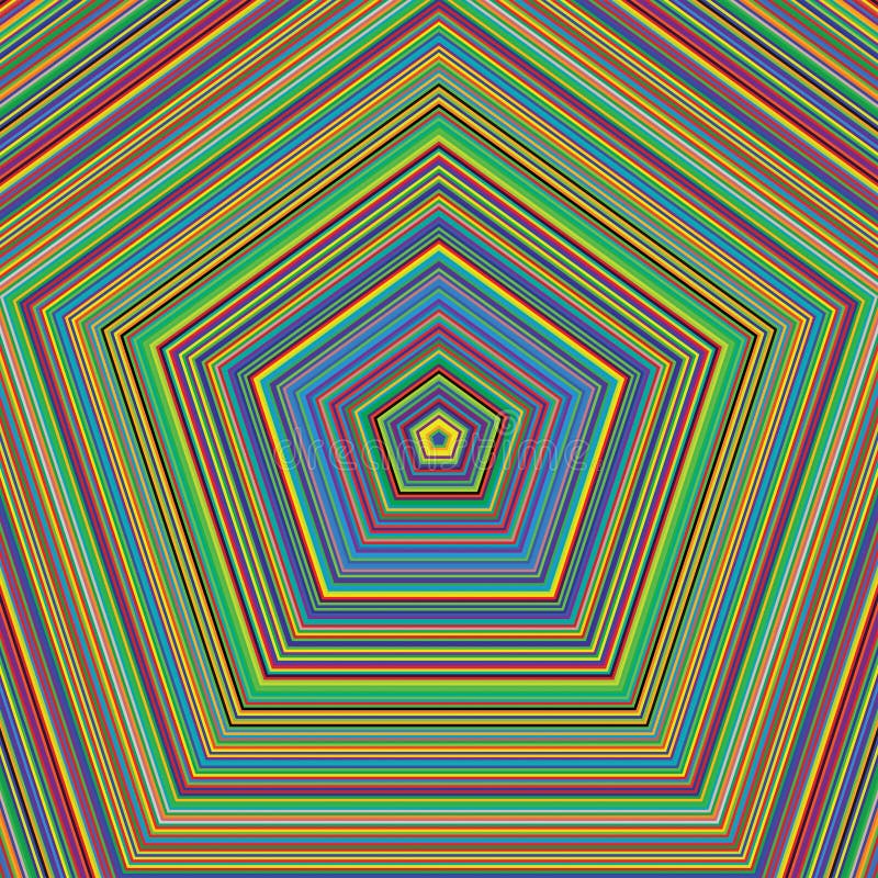 Background Filled with Colorful Randomly Arranged Concentric Five-sided ...
