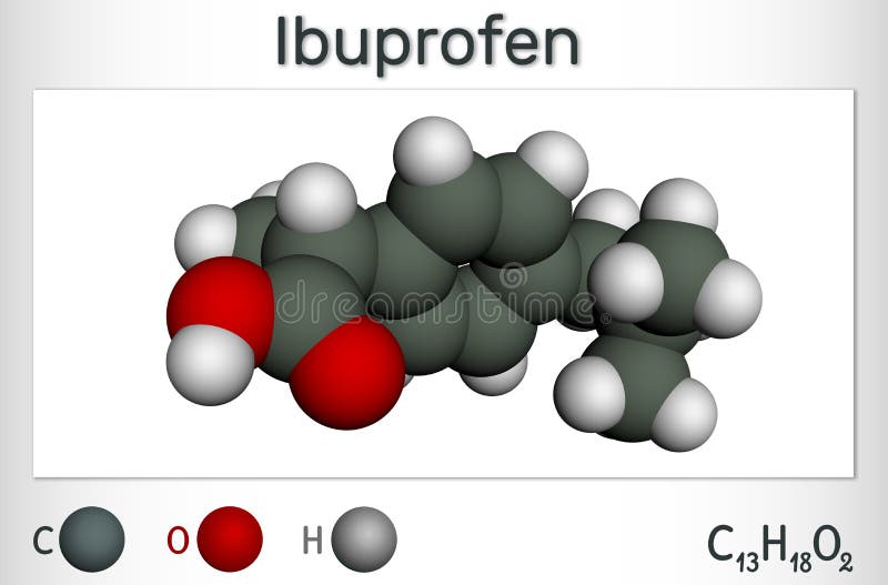 Ibuprofen Molecule. Isolated Molecular Model. 3D Rendering Stock ...