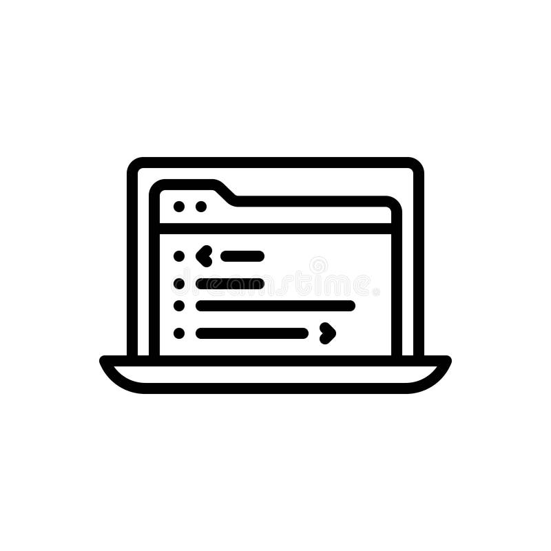 Icône De Ligne Noire Pour Le Code Et Le Navigateur Illustration de ...