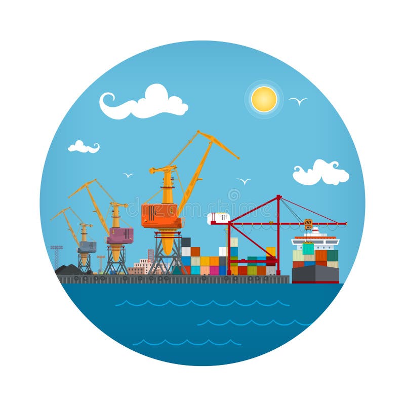 Icône Plate De Port Maritime Illustration de Vecteur - Illustration du ...