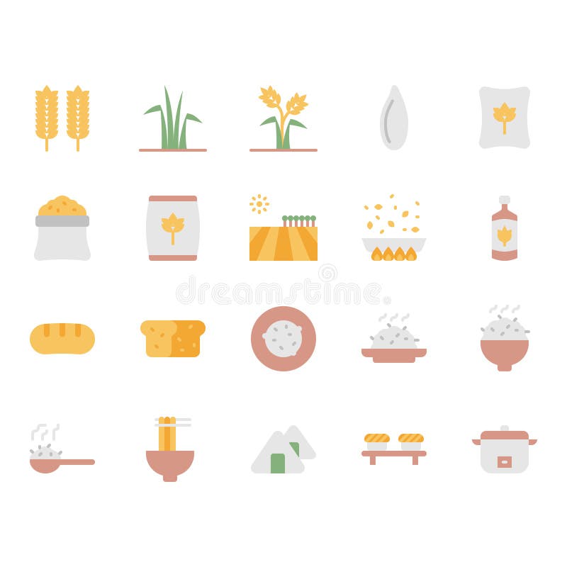 Icône De Riz Et Jeu De Symboles Dans La Conception D'ensemble ...