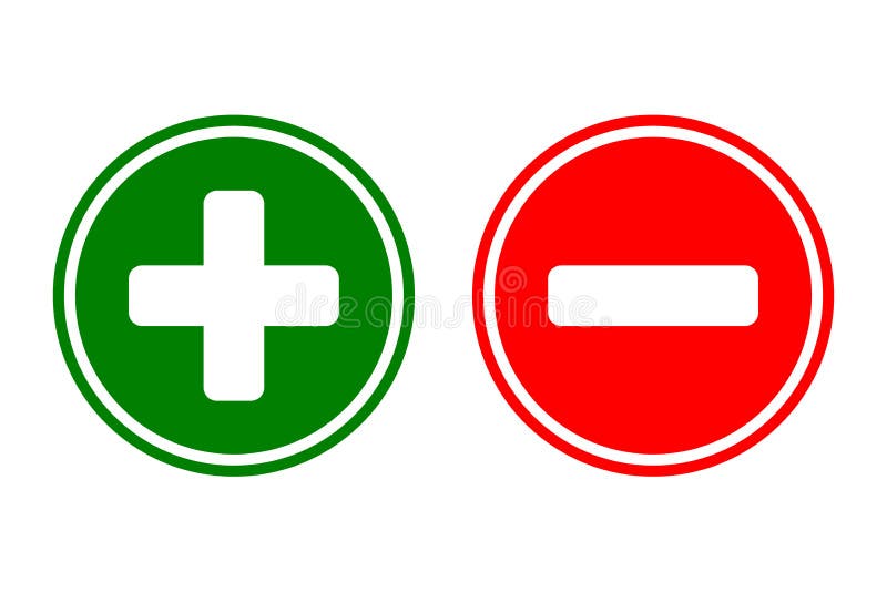 Icône De Signe Plus Et Moins. Symbole Plus Et Moins Rouge. Illustration ...