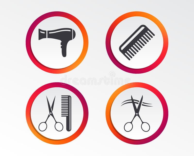Icônes De Coiffeur Symbole De Cheveux De Coupe De Ciseaux Illustration ...