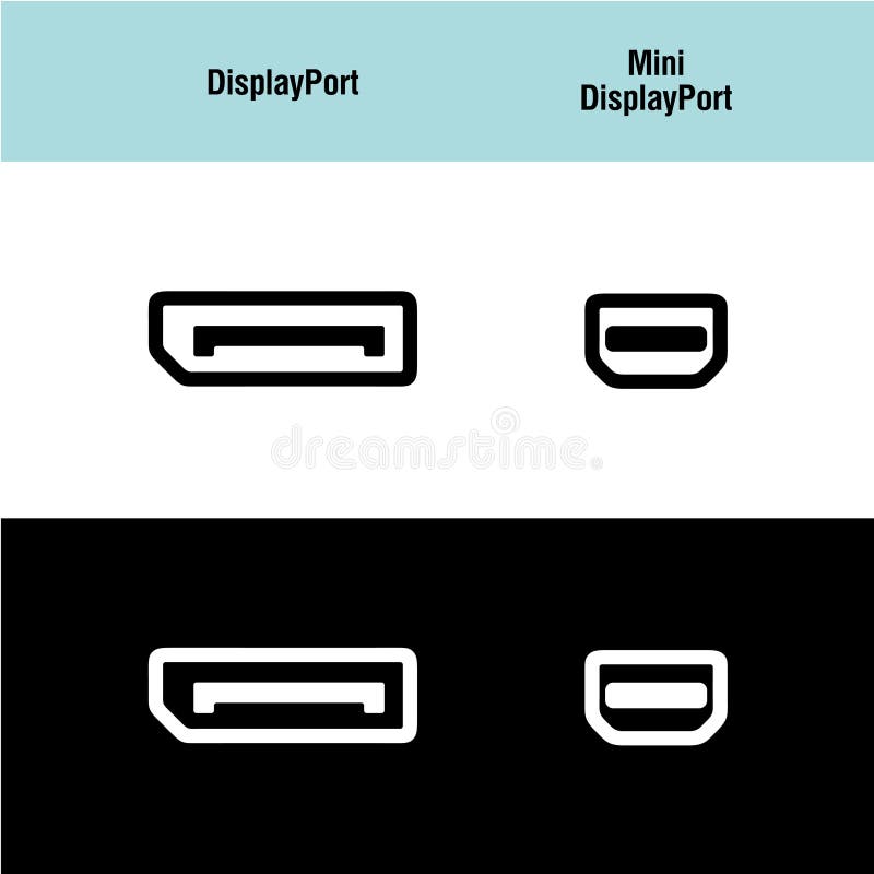 Icônes De DisplayPort Et De Mini DisplayPort Illustration de Vecteur ...