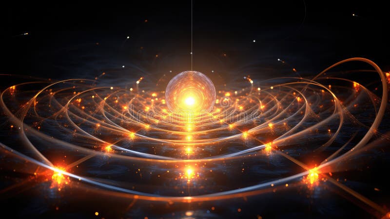 Atom Orbit Icon. Quantum Physics. Blue Color Logo Isolated on ...