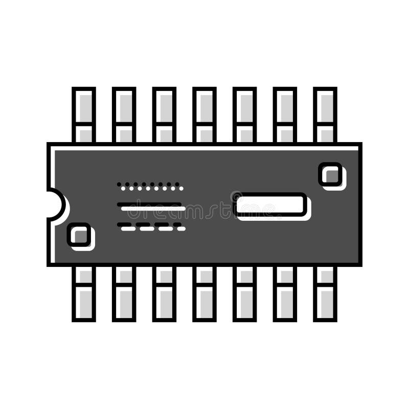 Ic Chip Electronic Component Color Icon Vector Illustration Stock Vector - Illustration of sign ...