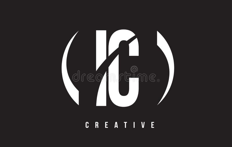 IC I C White Letter Logo Design with Black Background. Stock Vector ...