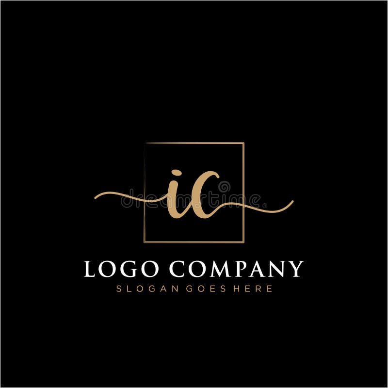 IC Initial Handwriting Logo with Rectangle Template Vector Stock Vector ...