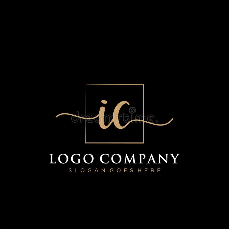 IC Initial Handwriting Logo with Rectangle Template Vector Stock Vector ...