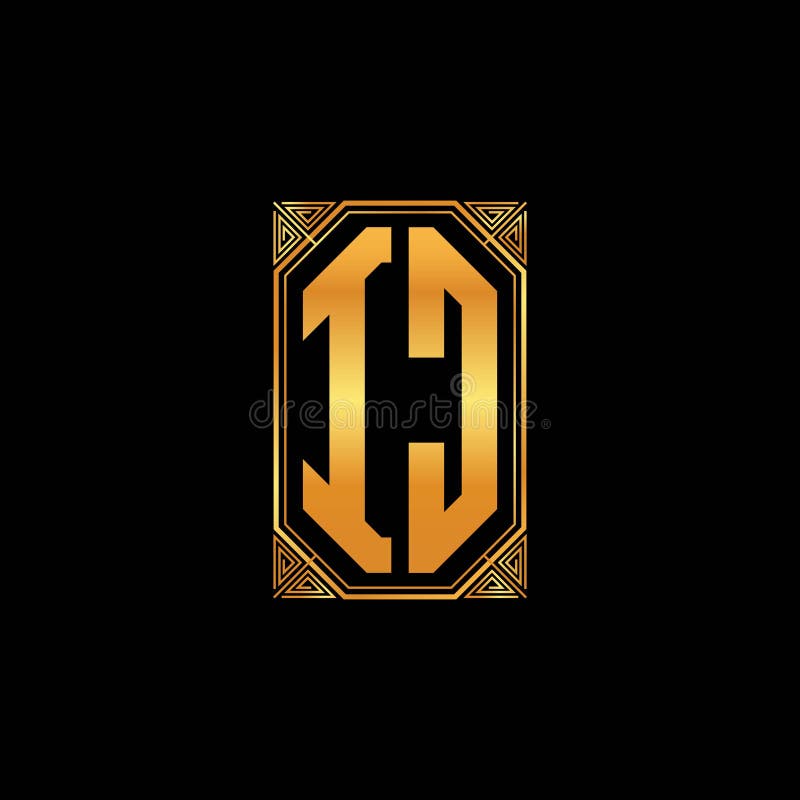IC Logo Letter Geometric Golden Style Stock Vector - Illustration of ...