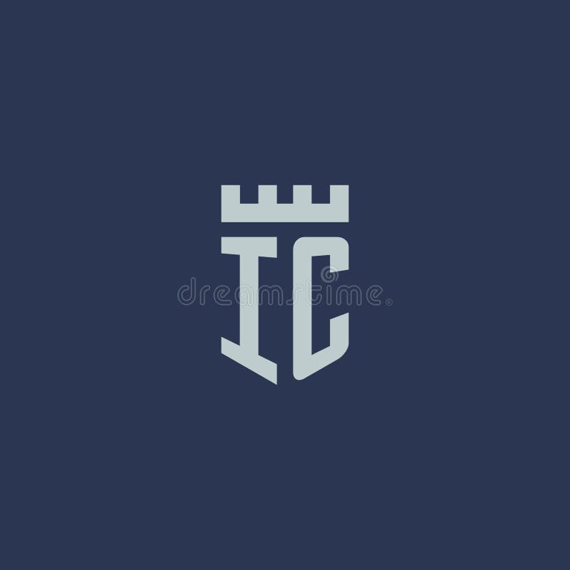 IC Logo Monogram with Fortress Castle and Shield Style Design Stock ...