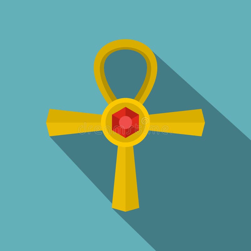 Icône D'or De Symbole D'Ankh, Style Plat Illustration de Vecteur ...