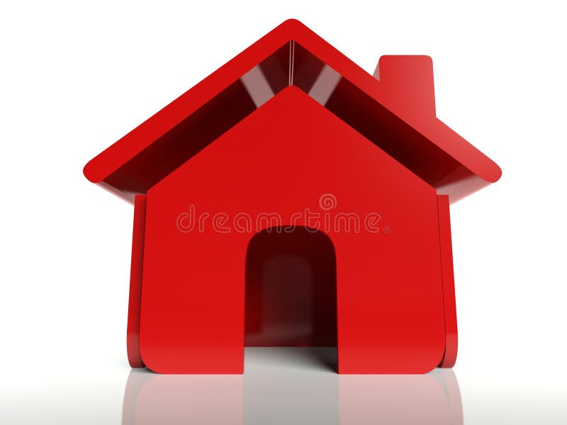 Icône Rouge De La Maison 3d, Symbole Illustration Stock - Illustration ...