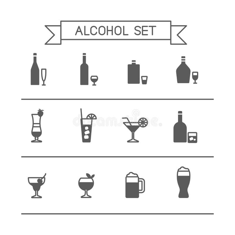 Icônes d'alcool illustration de vecteur. Illustration du plat - 73669609