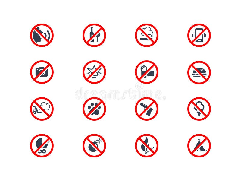 Icônes d'interdiction illustration de vecteur. Illustration du bavure ...