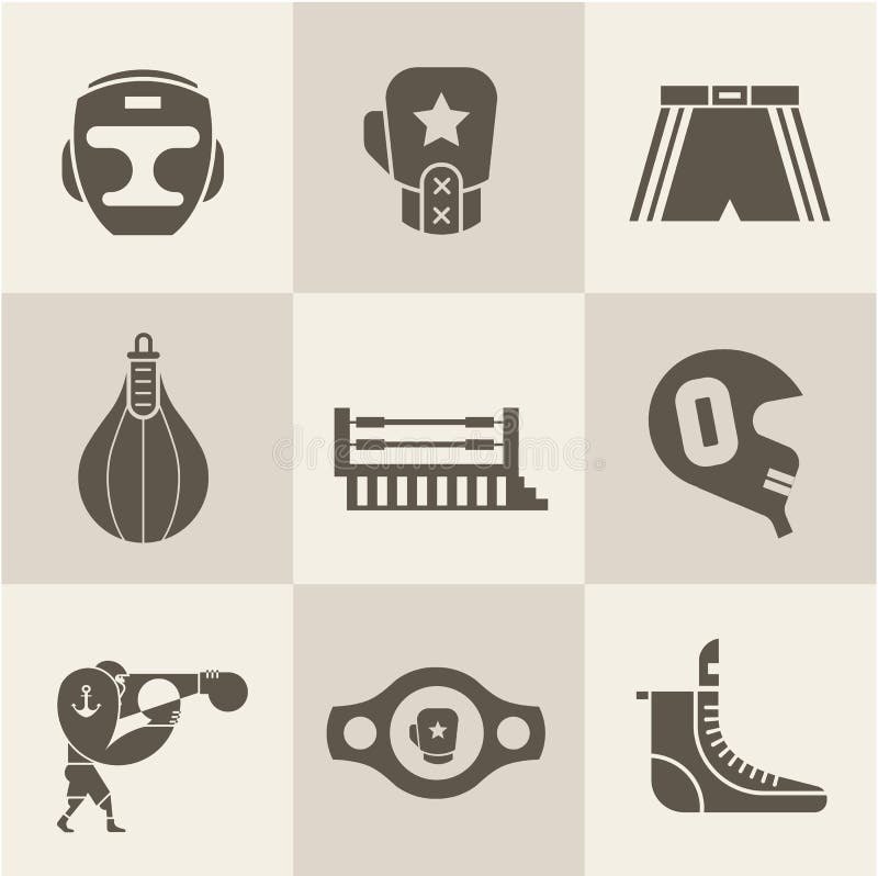 Icônes De Boxe Et De Combat Illustration de Vecteur - Illustration du ...