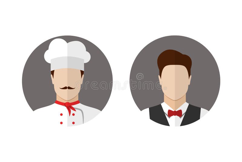 Icônes De Cuisinier Et De Serveur Illustration de Vecteur ...