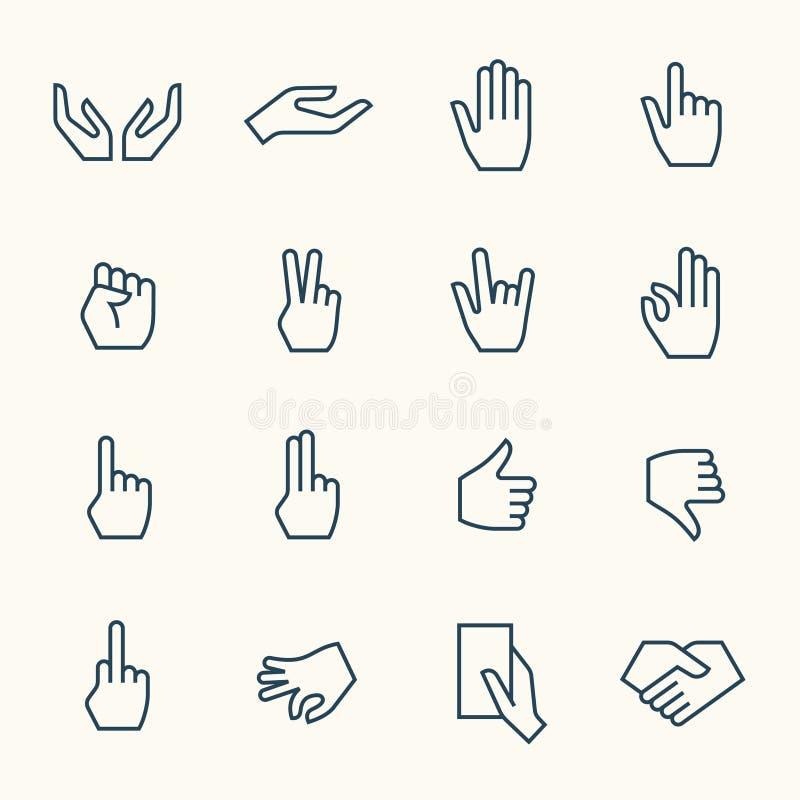 Ensemble D'icônes Et De Symboles De Mains Icônes De Main D'Emoji ...