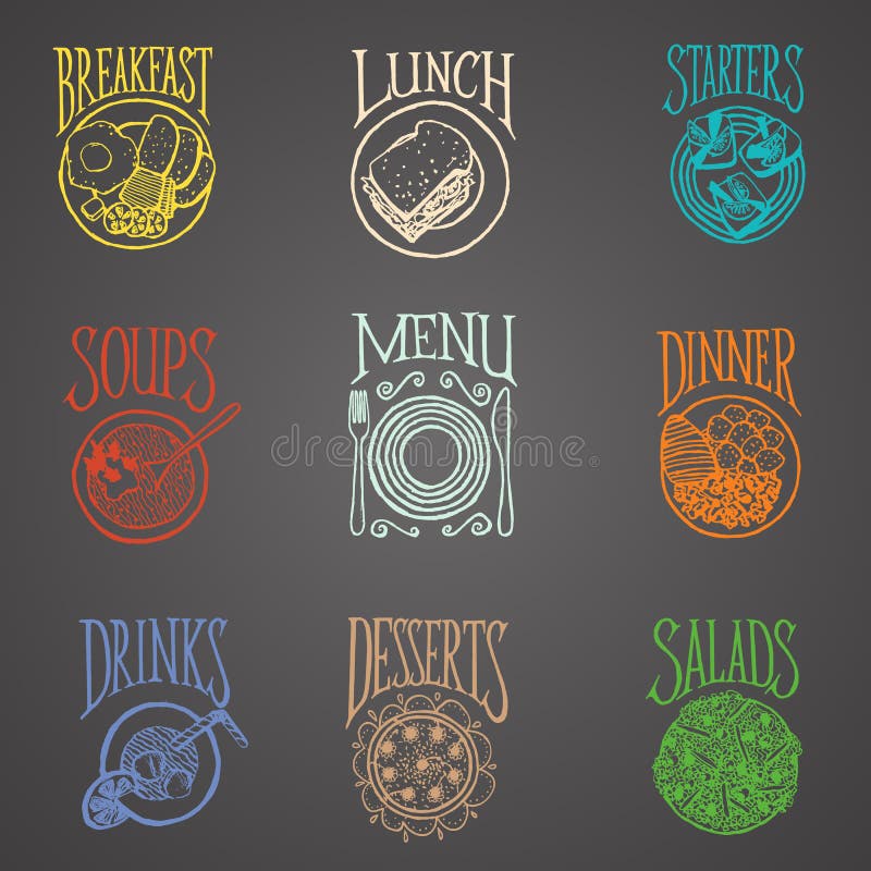 Icônes De Menu De Repas - Style Latin Illustration de Vecteur ...