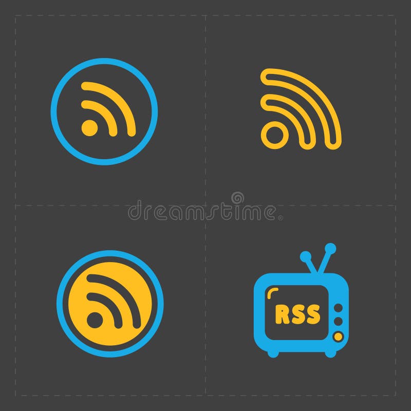 Symboles De Flux RSS Sur Le Fond Blanc Illustration de Vecteur ...