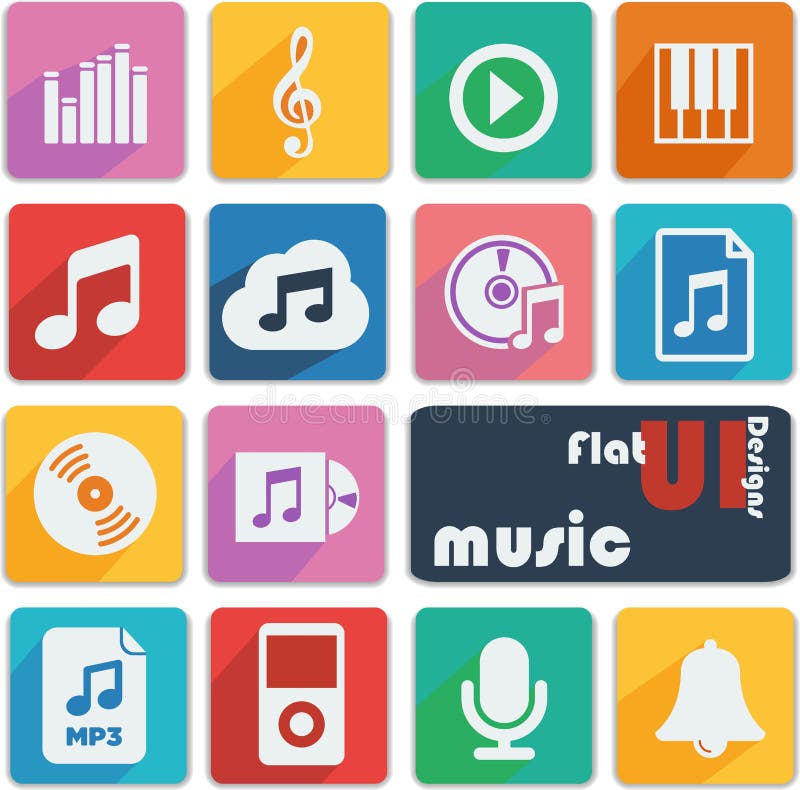 Icônes Plates De Conception D'ui - Musique Illustration de Vecteur ...