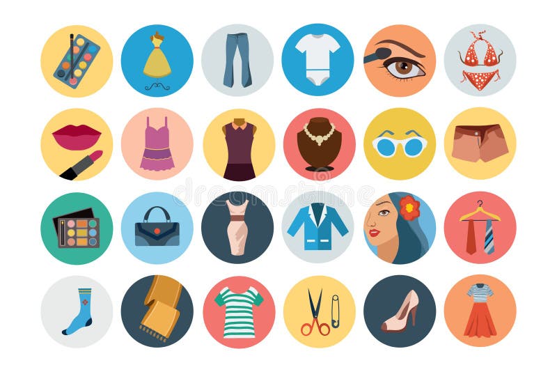 Icônes plates 3 de mode illustration stock. Illustration du collet ...