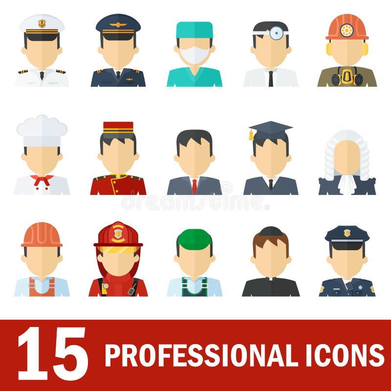 Icônes Professionnelles D'homme Blanches Illustration de Vecteur ...
