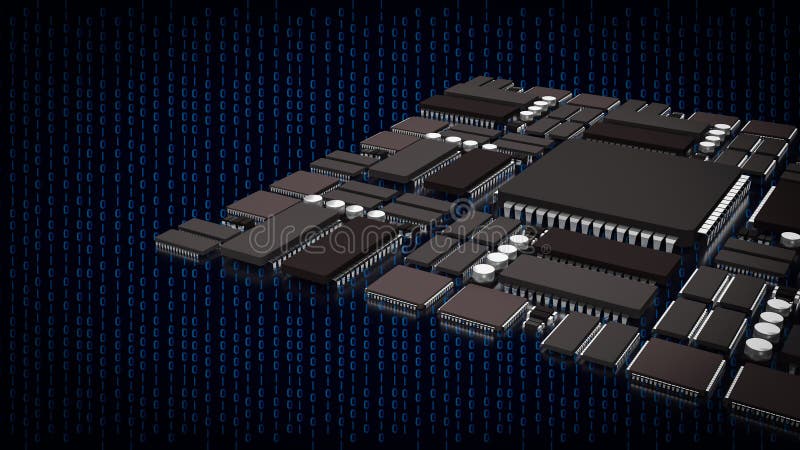 The Ic and Pcb Board for Technology or it Concept 3d Rendering Stock ...