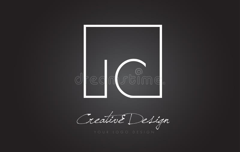 IC Square Frame Letter Logo Design with Black and White Colors. Stock ...