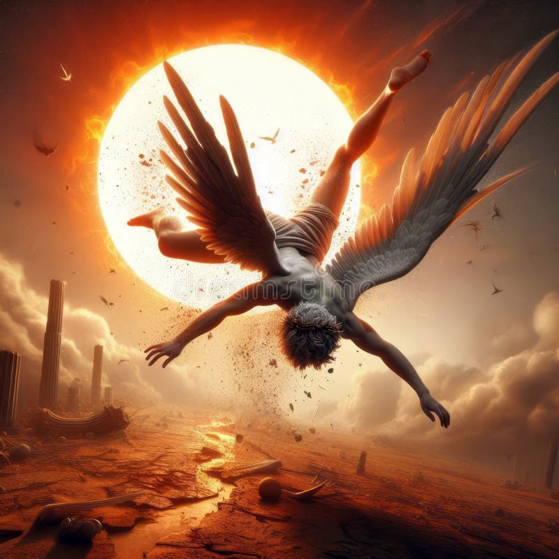 Icarus and the sun stock illustration. Illustration of guardian - 317081284
