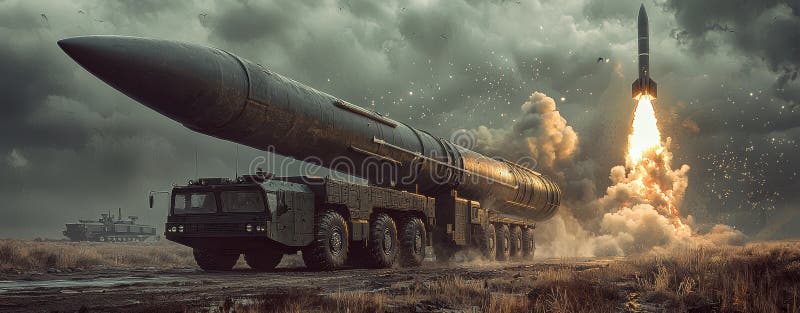 ICBM Launch a Powerful Military Missile Taking Flight Stock ...