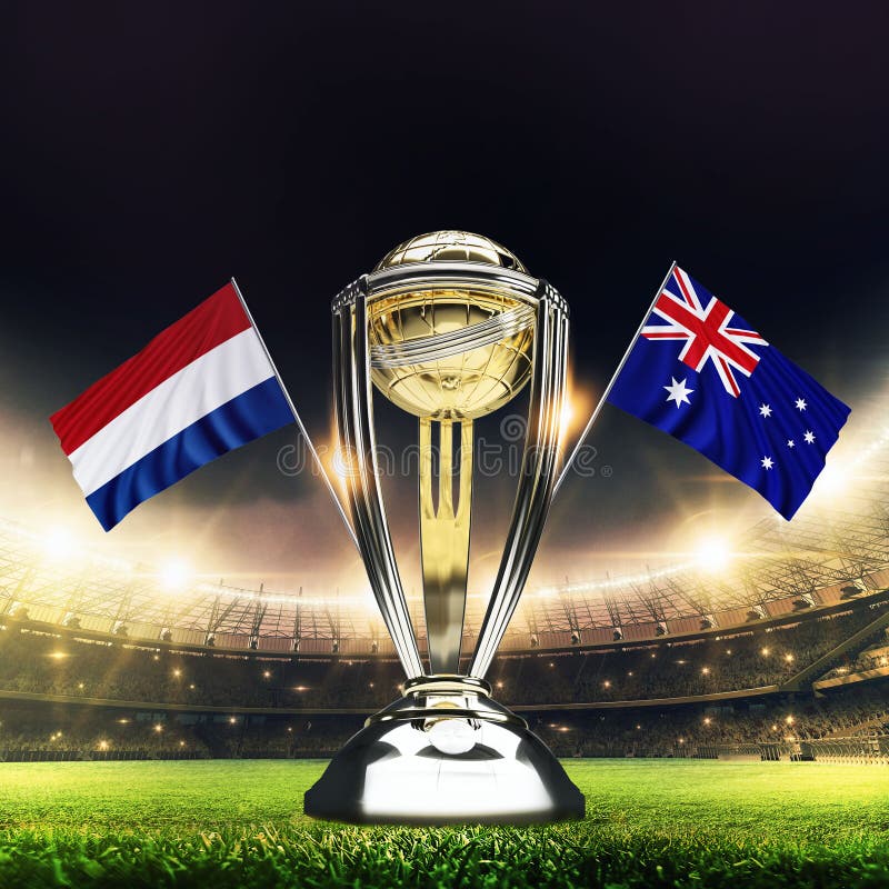 Icc Cricket World Cup 2023 Flags with Trophy Editorial Image - Illustration of flags, cricketer ...