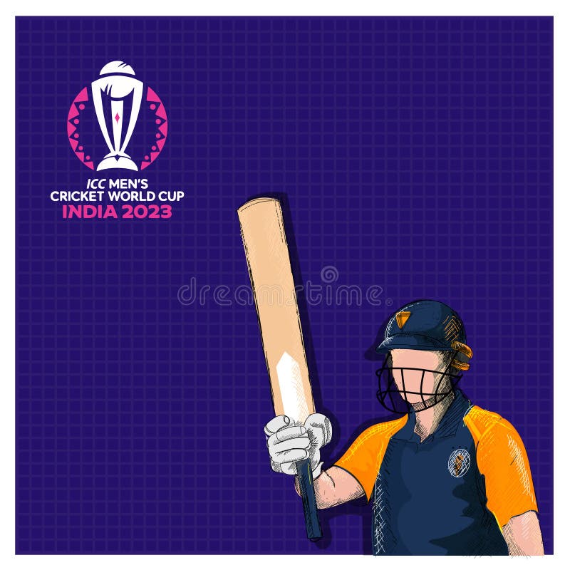 Icc Men S Cricket World Cup India 2023 Poster Design With Batter Player