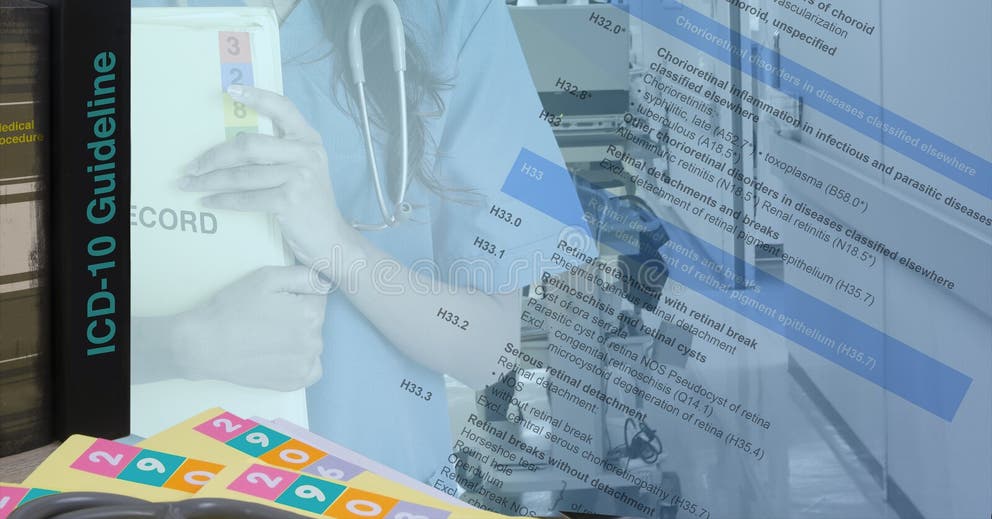 ICD-10 Codebook with Text of Code Diseases and Female Doctor Holding ...