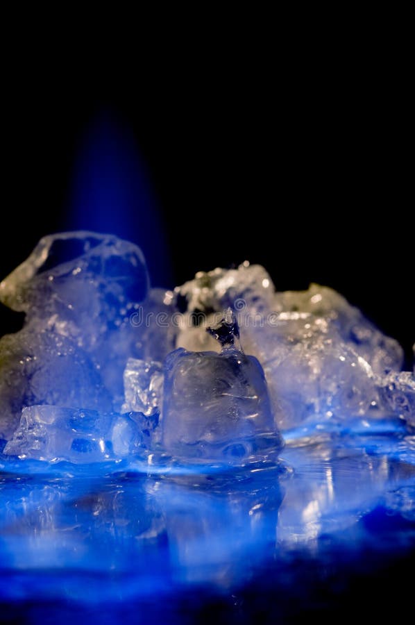 Flame Burning On Blue Ice Cubes Stock Photo - Image of cube, flare: 7529210