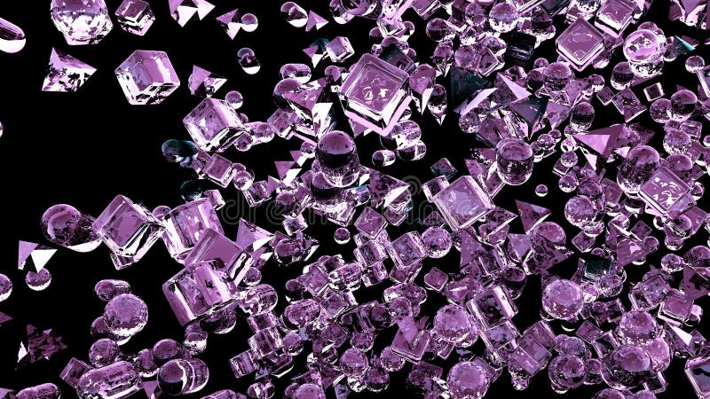 Ice Abstract Geometric Figures Flying in Slow Motion. 3D Rendering ...