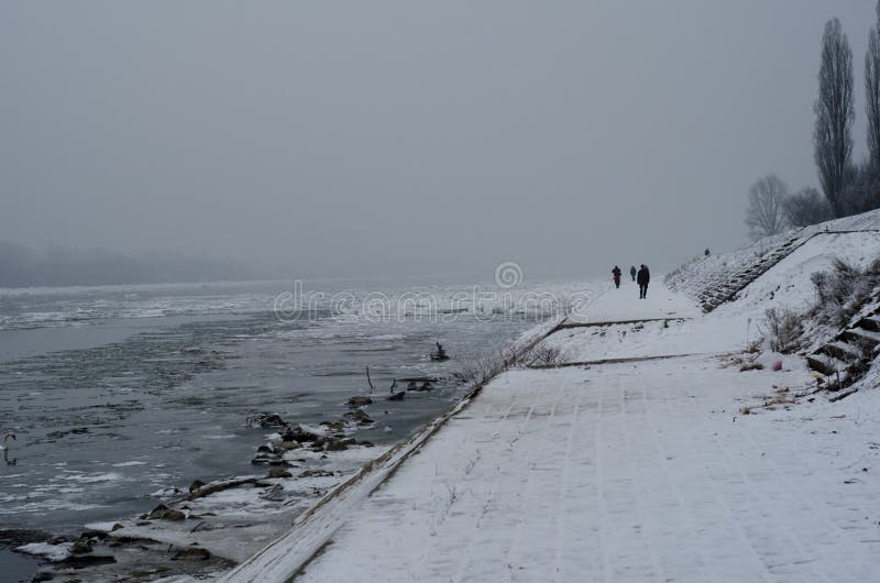 Ice age stock photo. Image of walk, winter, riverside - 92540136