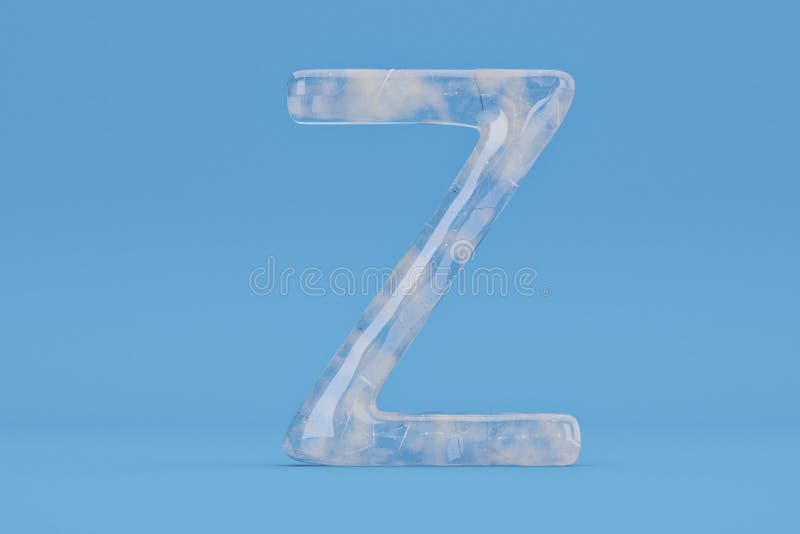 Ice Alphabet Z on Blue Background Include Path.3D Illustration. Stock ...