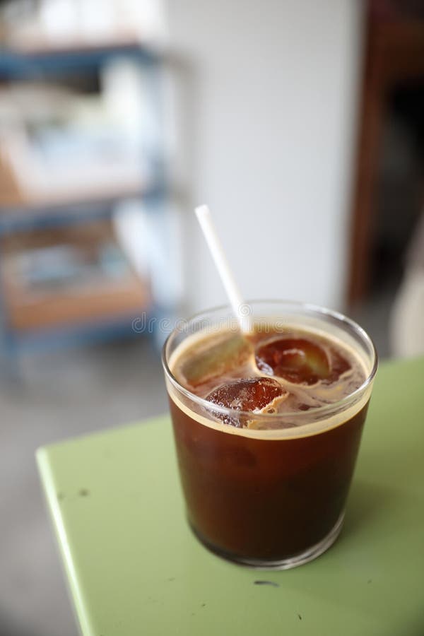 Iced Americano Coffee in Coffee Shop Stock Photo - Image of menu ...